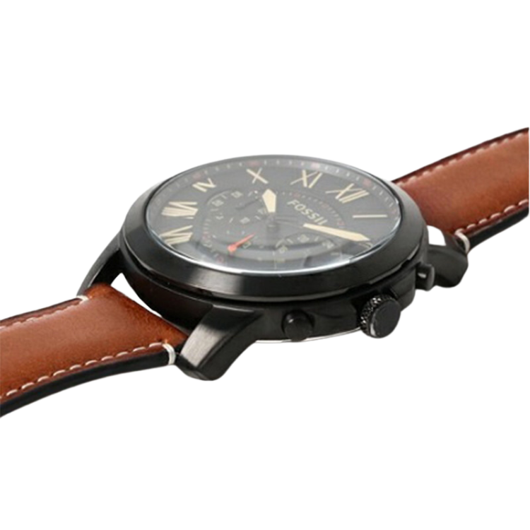 [READY STOCK] FOSSIL GRANT CHRONOGRAPH BLACK DIAL DARK BROWN LEATHER ...